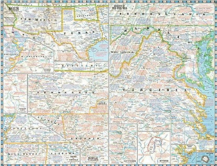 National Geographic Battlefields of the Civil War Map | Bella Terra Maps